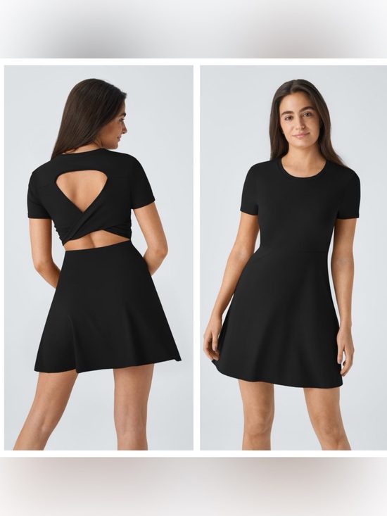 HALARA | Dresses | Nwt Halara Black Cut Out Flare Mini Dance Skater ...